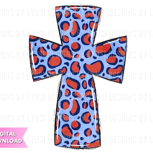 Leopard USA Cross Sublimation PNG Digital Download - Hand Drawn Cross ...