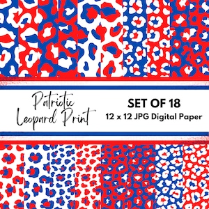 DIGITAL DOWNLOAD Patriotic Leopard Print Digital Paper, Scrapbook Paper ...