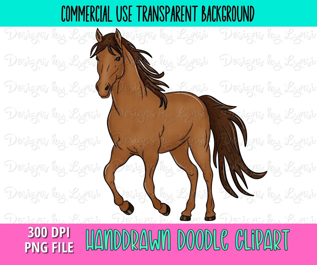 Mustang, Colt School Mascot Doodle Clipart PNG Digital Design Horse ...