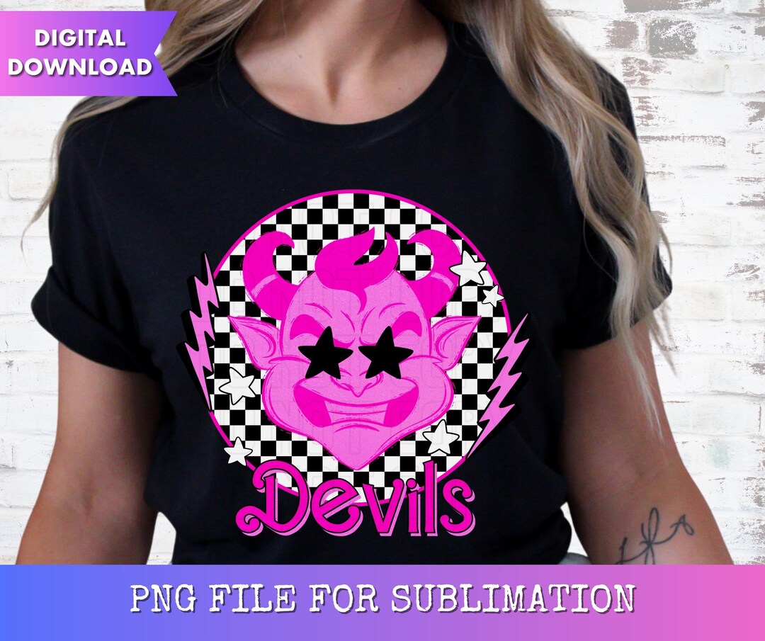 Devils Glitter Preppy Mascot PNG Digital Design - Checkered Mascot ...