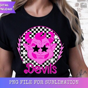 Devils Glitter Preppy Mascot PNG Digital Design - Checkered Mascot ...