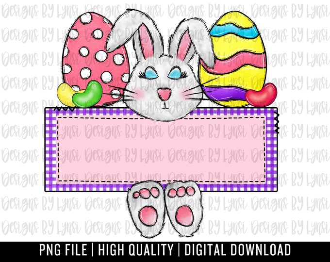 Easter Bunny Name Plate PNG Digital Design Easter Sublimation Design ...