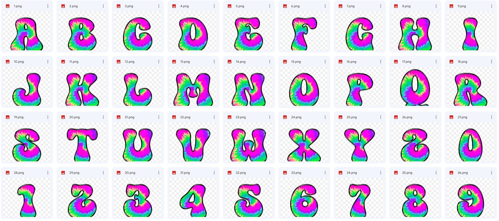 Retro Alphabet Uppercase Letters & Numbers - PNG Digital Download ...