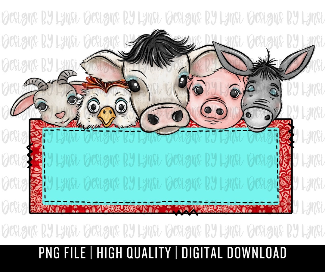 Farm Animals Name Plate PNG Digital Design - Western Sublimation Design ...