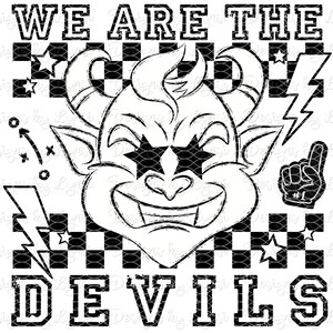 Devils Preppy Mascot PNG Digital Design - Checkered Mascot - School ...