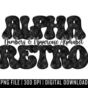Retro Alphabet Uppercase Letters & Numbers - PNG Digital Download ...