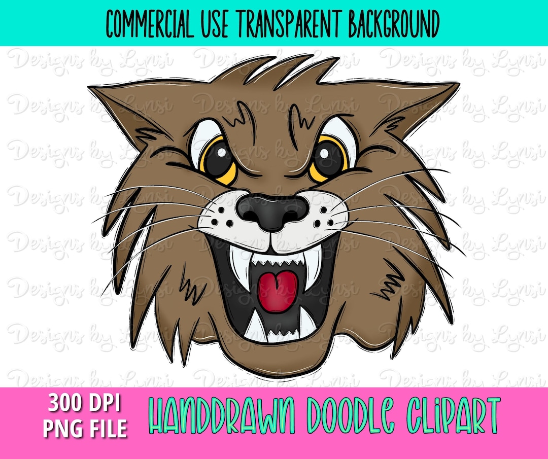 Wildcat School Mascot - Doodle Clipart PNG Digital Design - Wildcat ...