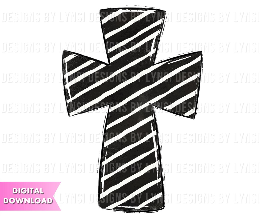 Stripes Cross Sublimation PNG Digital Download - Hand Drawn Cross ...