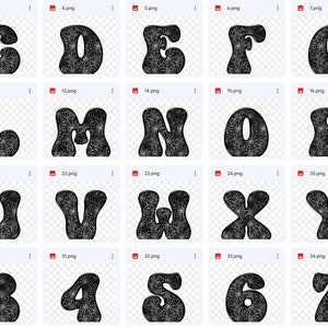 Retro Alphabet Uppercase Letters & Numbers - PNG Digital Download ...