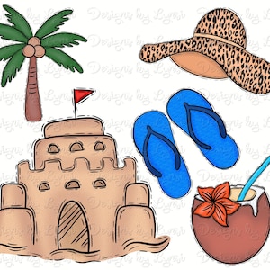 Beach Day Vibes Bundle - Doodle Clipart PNG Digital Design - Hand Drawn ...