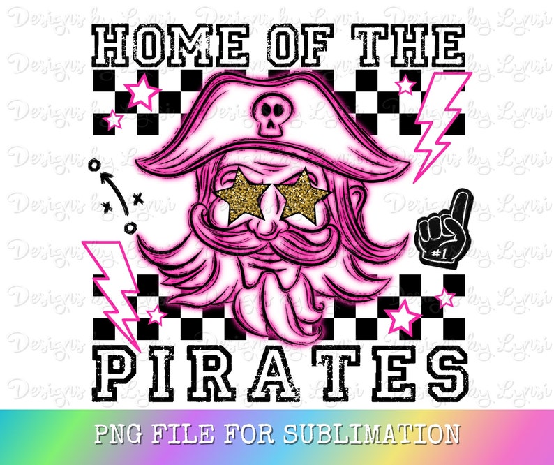 Pirates Preppy Mascot PNG Digital Design - Checkered Mascot - School ...