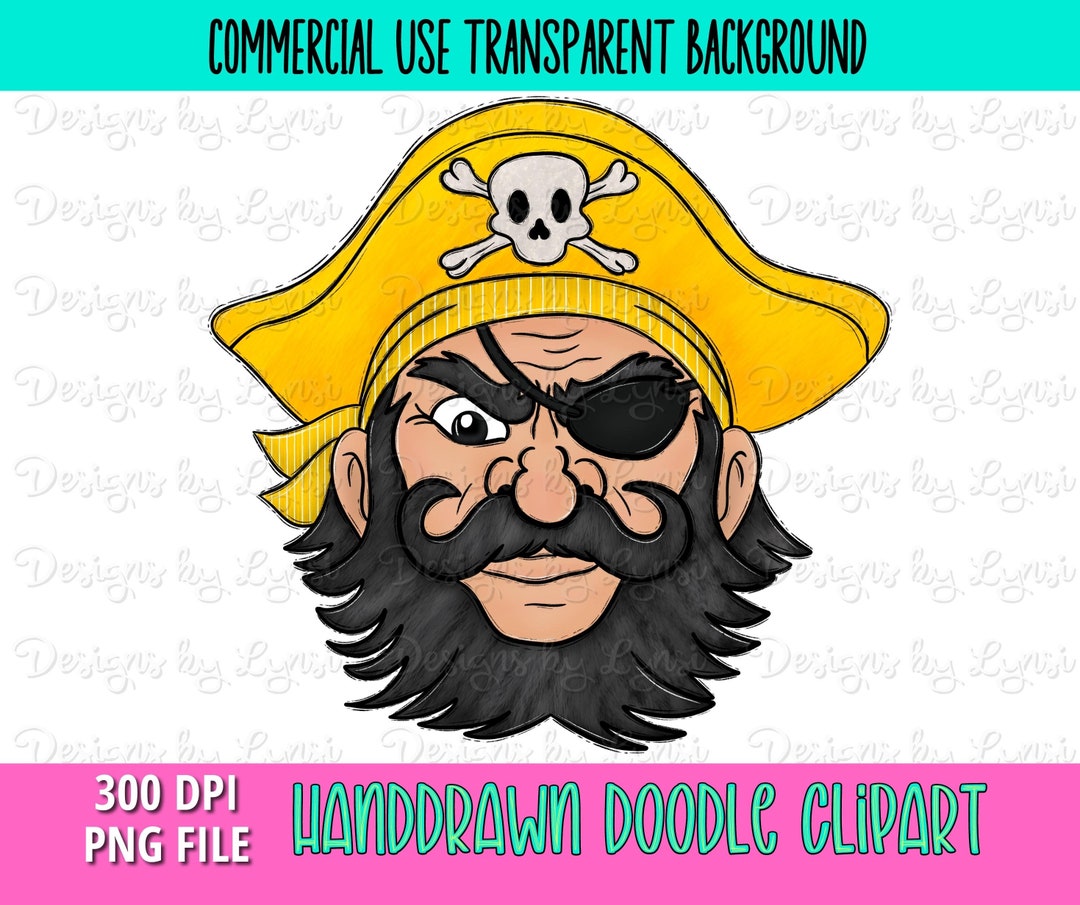 Pirate School Mascot - Doodle Clipart PNG Digital Design - Pirate Hand ...