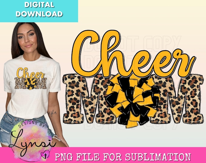 Cheer Mom PNG Digital Design Cheer Sublimation Design Leopard Cheer ...