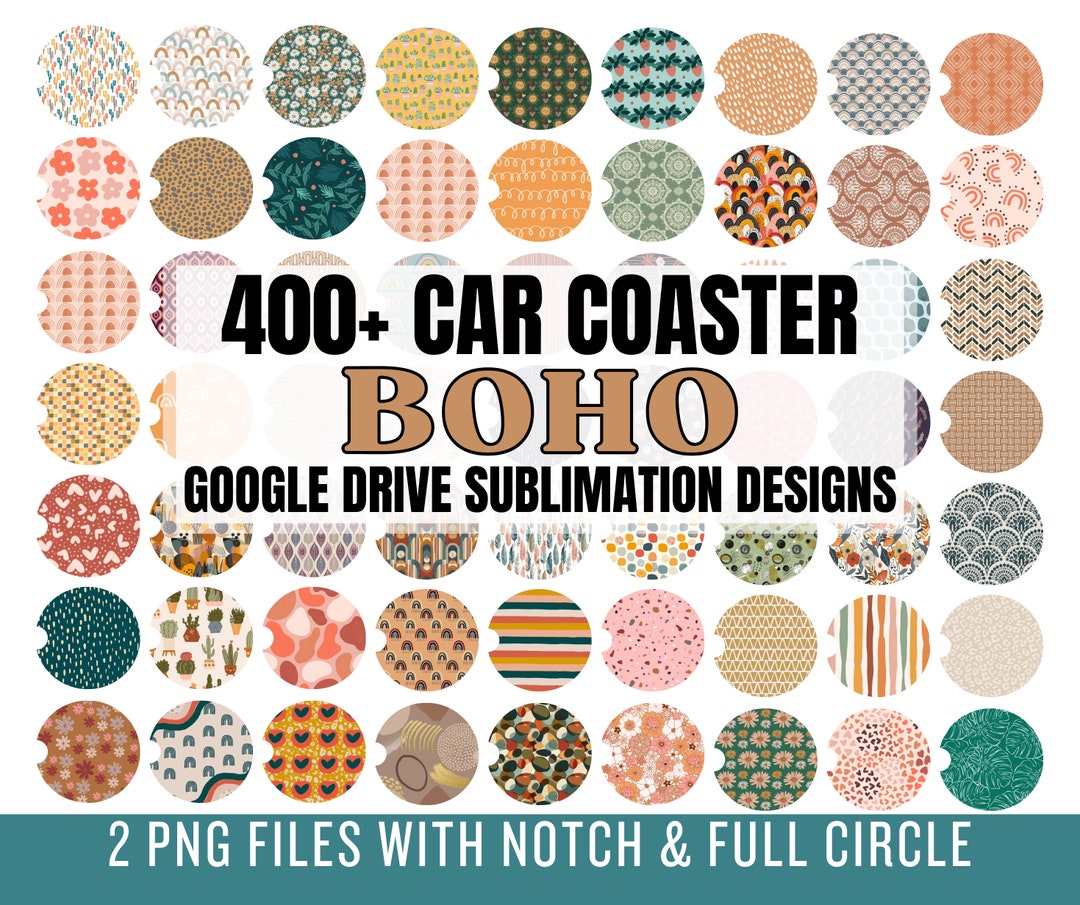400+ PNG Car Coaster Sublimation BUNDLE - Boho Coasters - Round ...