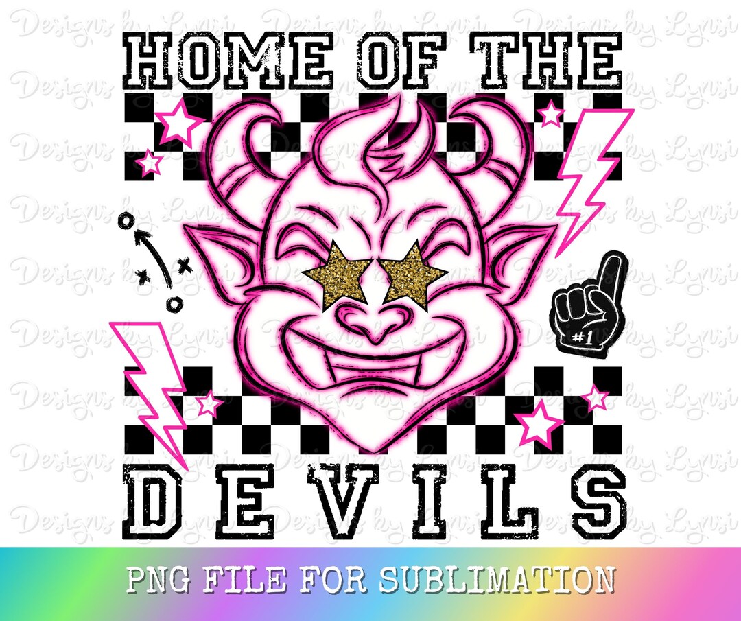 Devils Preppy Mascot PNG Digital Design - Checkered Mascot - School ...