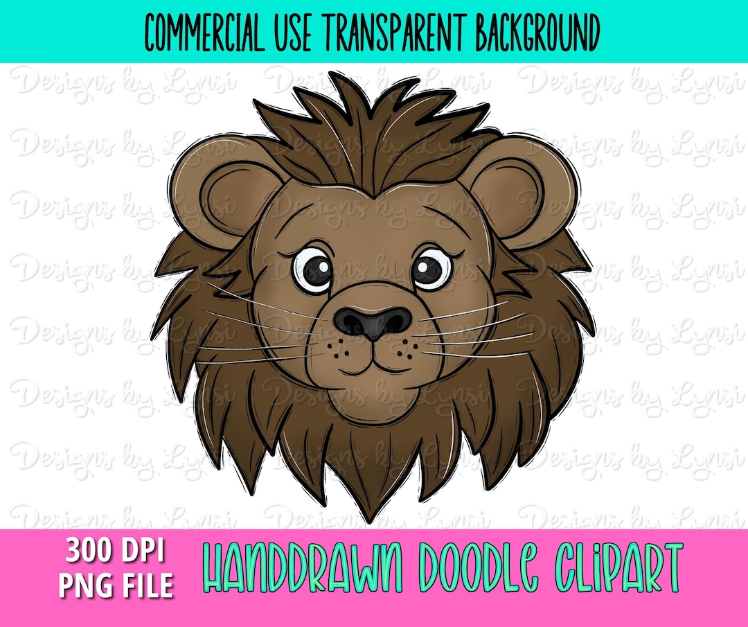 Lion School Mascot - Doodle Clipart PNG Digital Design - Lion Hand ...