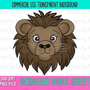 Lion School Mascot - Doodle Clipart PNG Digital Design - Lion Hand ...