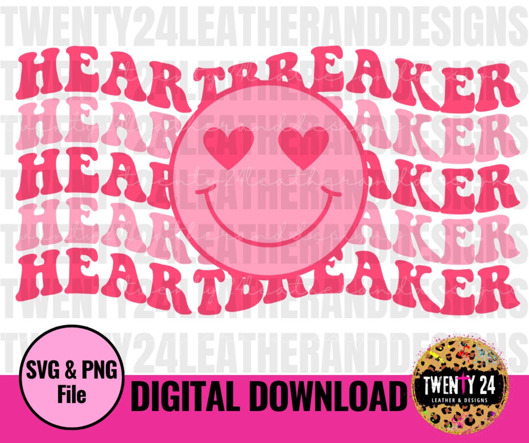 Heartbreaker Smiley SVG | PNG Digital Design - Valentines Day Svg ...