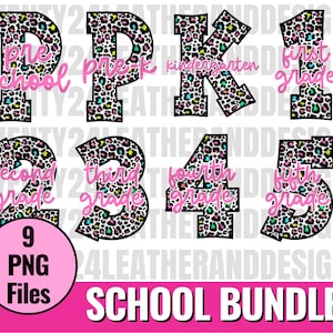 Leopard School Grade BUNDLE of 9 - PNG File for Sublimation - Virtual ...