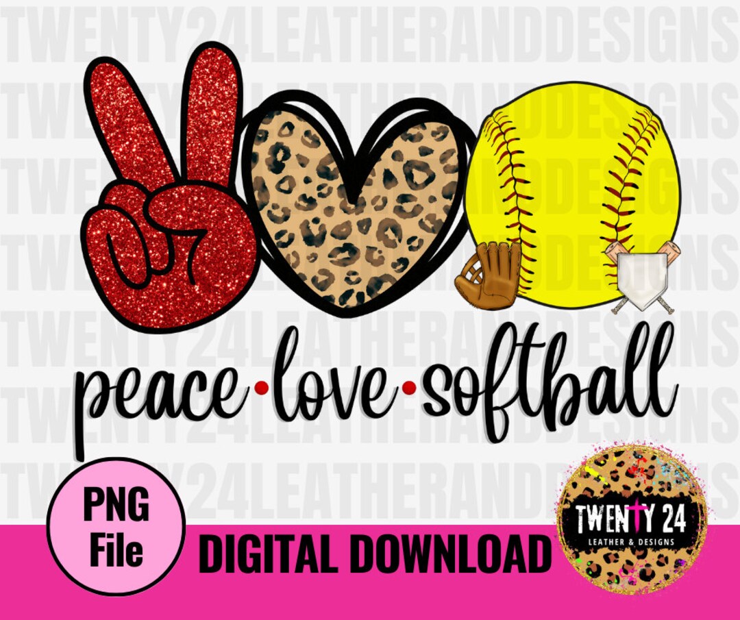 Peace Love Softball Leopard PNG Digital Design - Softball Sublimation ...