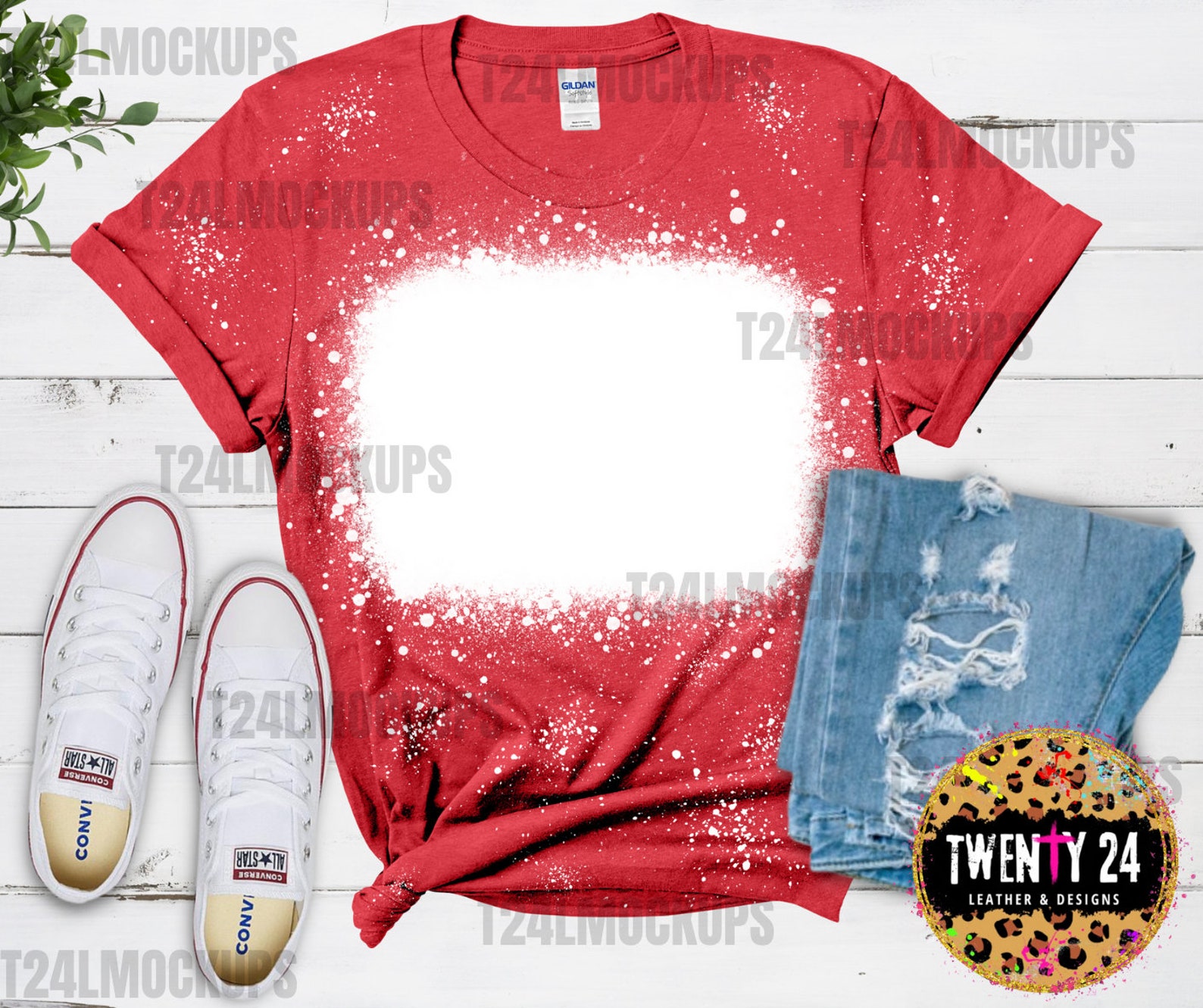Gildan 64000 Heather Red Mockup Bleached T Shirt Mockup Etsy