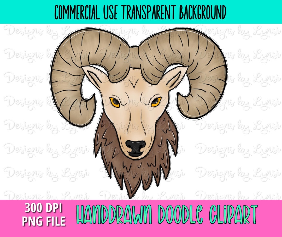 Ram School Mascot - Doodle Clipart PNG Digital Design - Ram Hand Drawn ...