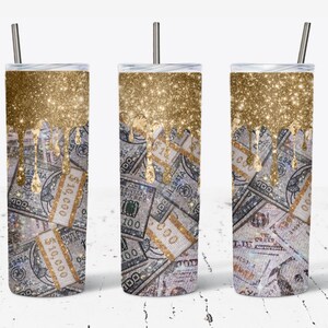 Glam Money Rhinestone Tumbler Design PNG - Sublimation Designs - 20oz ...