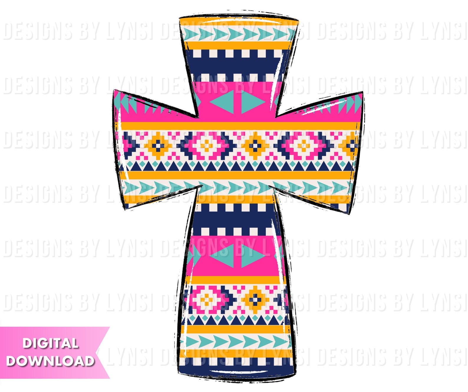 Aztec Cross Sublimation PNG Digital Download - Hand Drawn Cross ...
