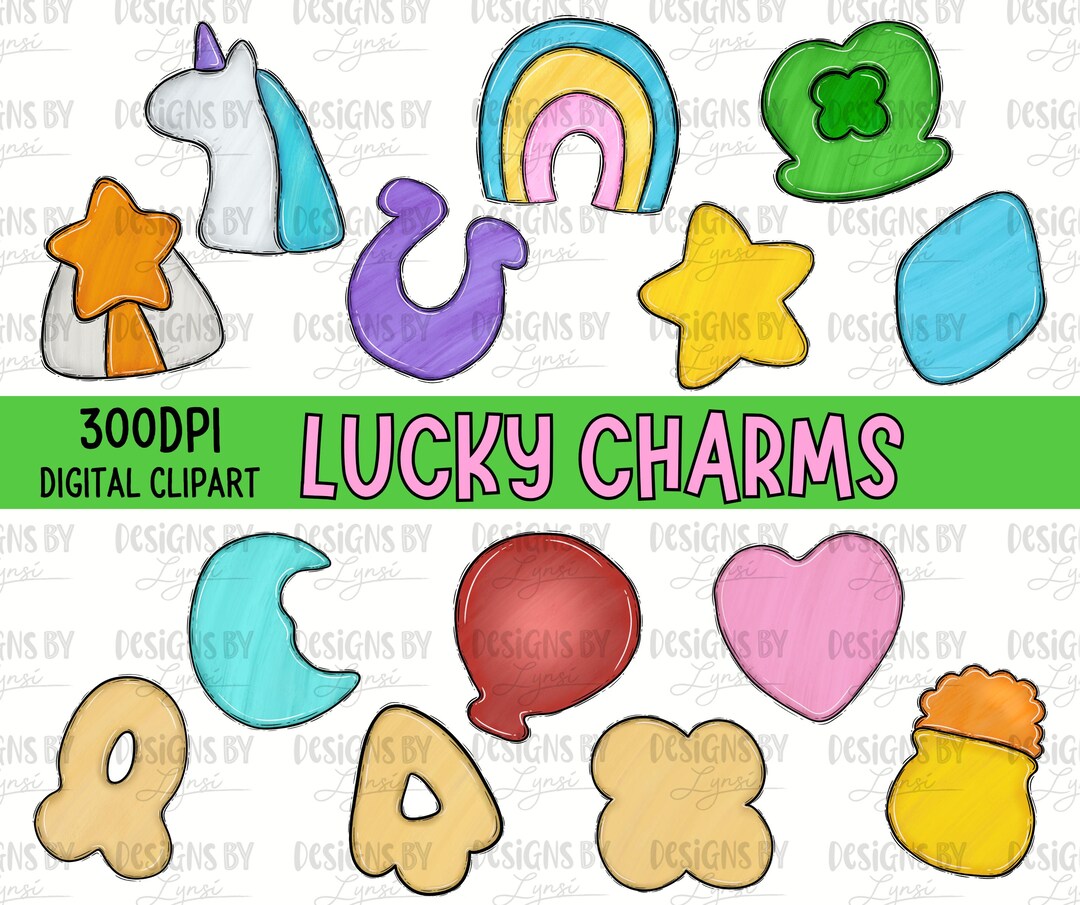 Lucky Charms Clipart Bundle Doodle Clipart PNG Digital Design Hand ...