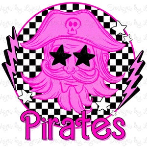 Pirates Glitter Preppy Mascot PNG Digital Design - Checkered Mascot ...