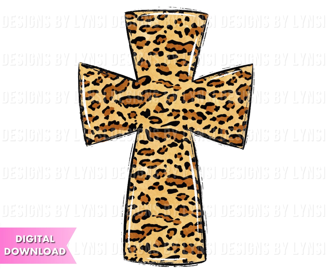Leopard Cross Sublimation PNG Digital Download Hand Drawn Cross ...