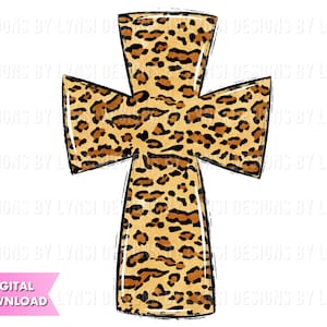 Leopard Cross Sublimation PNG Digital Download - Hand Drawn Cross ...