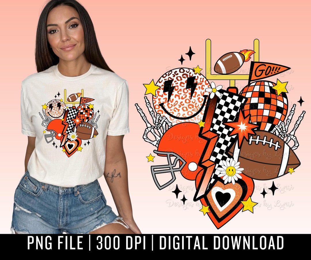 Retro Football PNG Digital Design Orange Football Sublimation Football ...