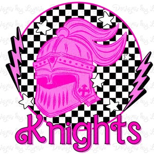 Knights Glitter Preppy Mascot PNG Digital Design Checkered Mascot ...