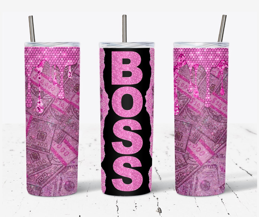 Glam Boss Pink Money Rhinestone Tumbler Design PNG - 20oz Straight ...