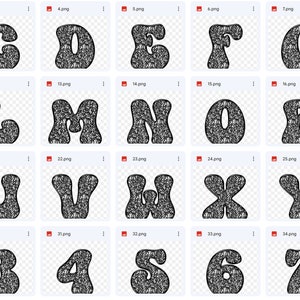 Retro Alphabet Uppercase Letters & Numbers - PNG Digital Download ...