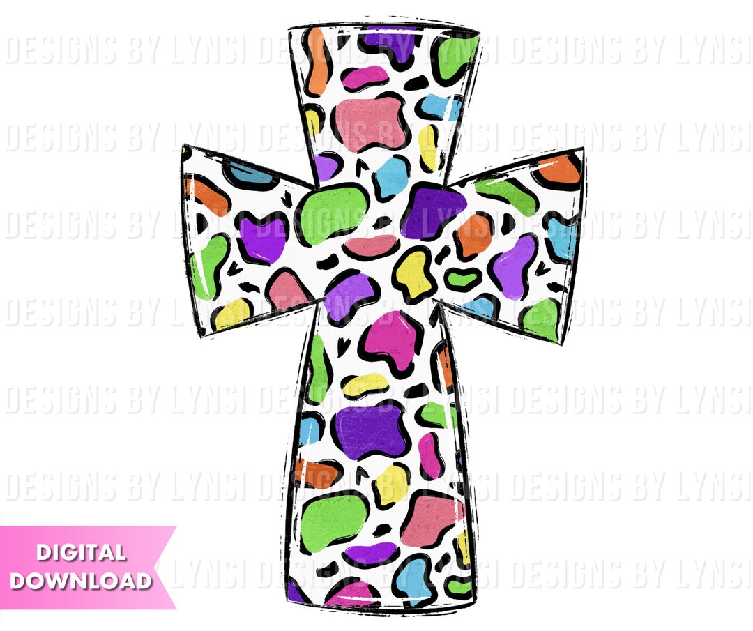 Leopard Colors Cross Sublimation PNG Digital Download - Hand Drawn ...