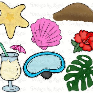 Beach Day Vibes Bundle - Doodle Clipart PNG Digital Design - Hand Drawn ...