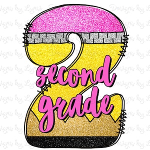 Second Grade PNG Digital Design - Back to School Design - School Grade ...