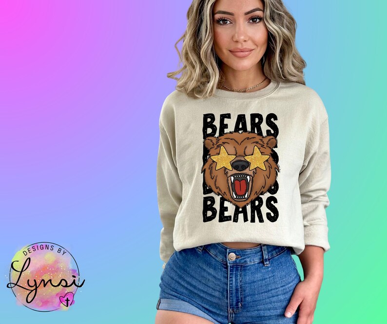 Bears Preppy Mascot PNG Digital Design - Bear Mascot - School Spirit ...