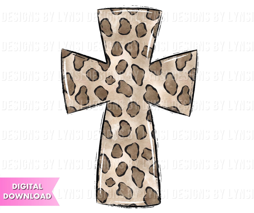 Leopard Cross Sublimation PNG Digital Download - Hand Drawn Cross ...