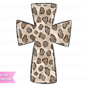 Leopard Cross Sublimation PNG Digital Download - Hand Drawn Cross ...