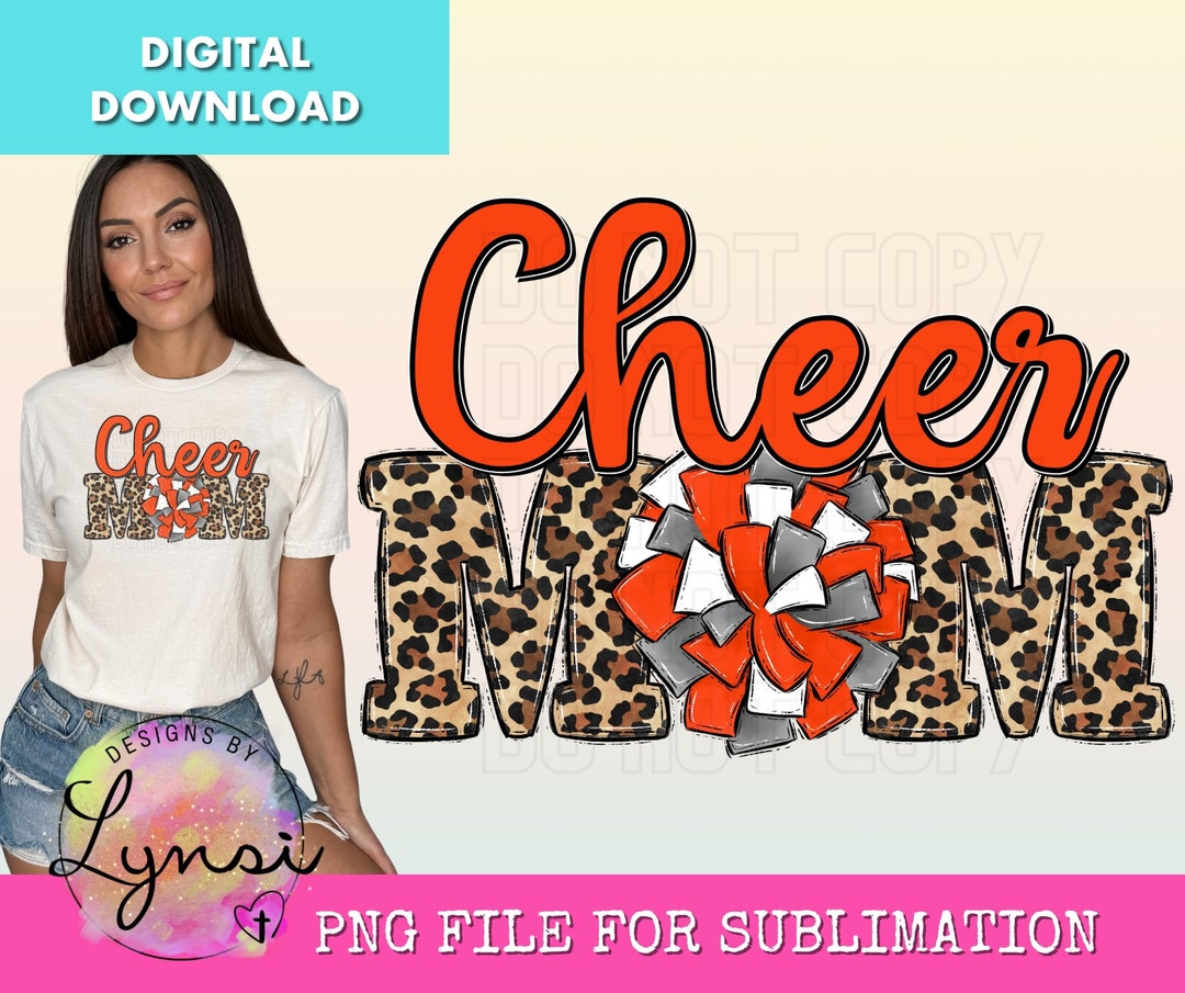 Cheer Mom PNG Digital Design - Cheer Sublimation Design - Leopard Cheer ...