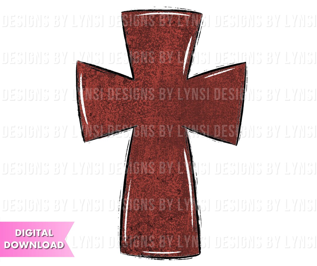 Maroon Cross Sublimation PNG Digital Download - Hand Drawn Cross ...