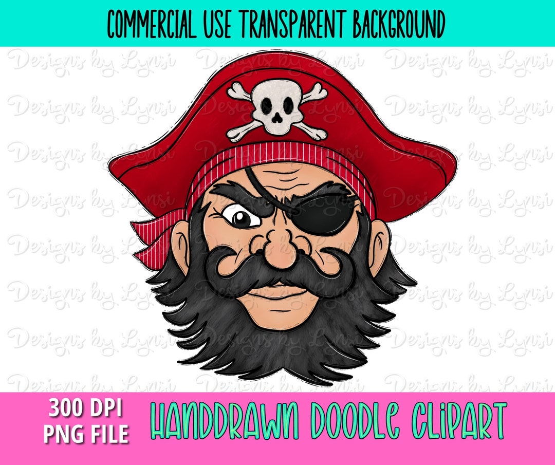 Pirate School Mascot - Doodle Clipart PNG Digital Design - Pirate Hand ...