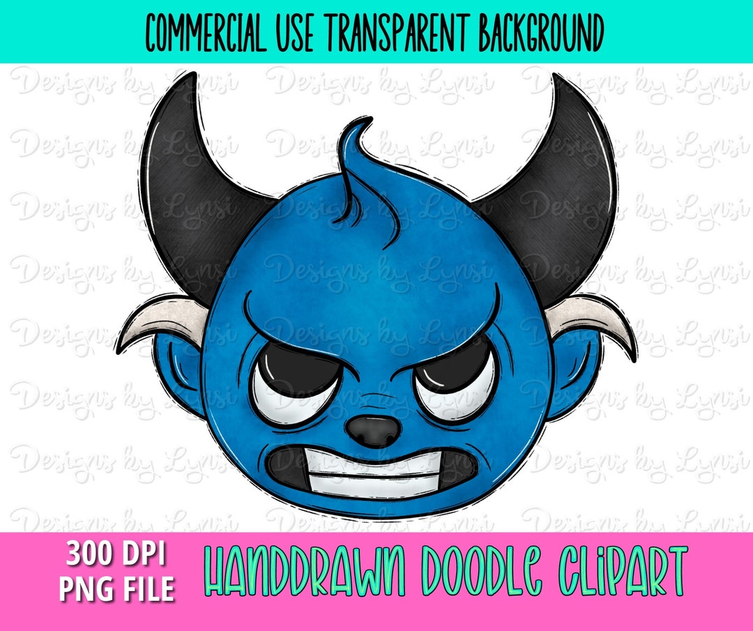 Blue Devils School Mascot Doodle Clipart PNG Digital Design Devils Hand ...