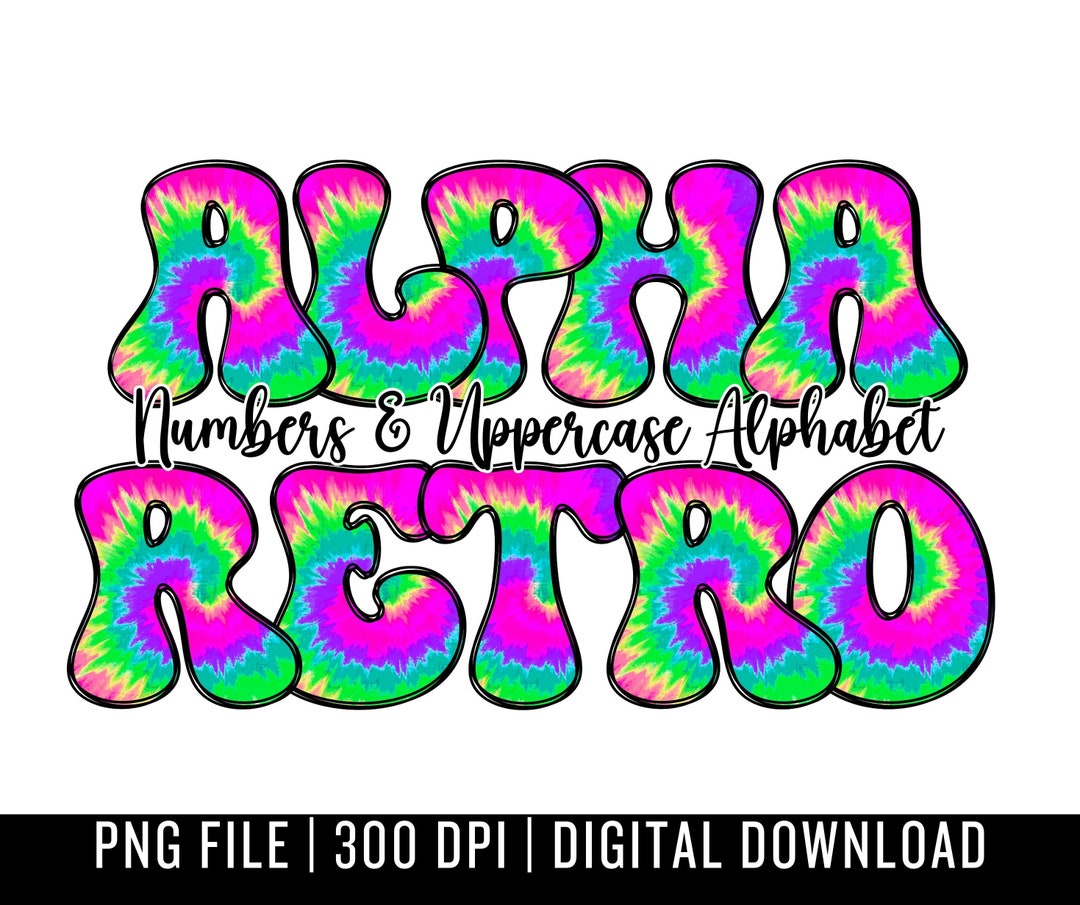 Retro Alphabet Uppercase Letters & Numbers - PNG Digital Download ...
