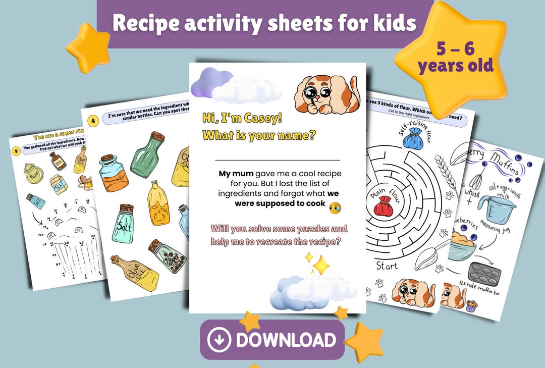Printable Recipe Activity Sheets for Kids | 5 - 6 Years Old | 9 Kids ...