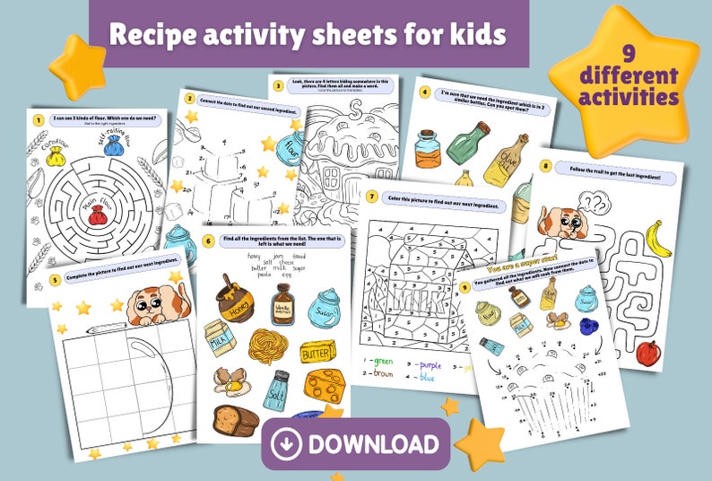 Printable Recipe Activity Sheets for Kids | 5 - 6 Years Old | 9 Kids ...