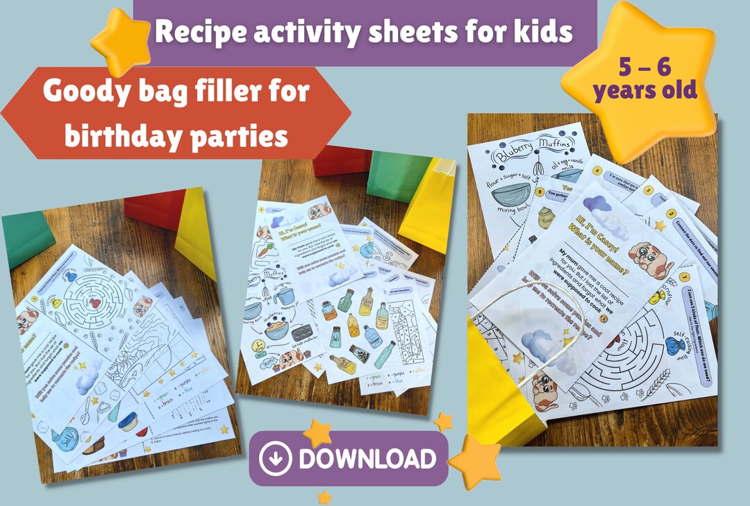 Printable Recipe Activity Sheets for Kids | Instant DIGITAL Download ...
